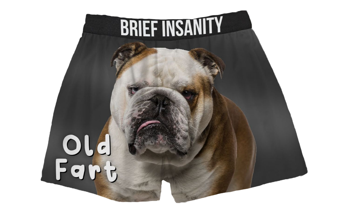 BRIEF INSANITY Comfortable Old Fart Dog Boxer Shorts | Brief Insanity